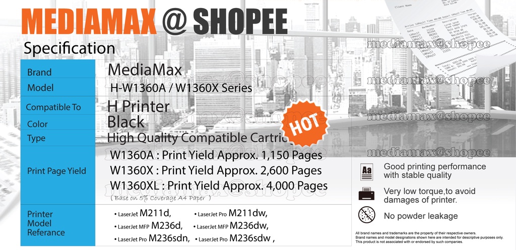 Toner Compatible HP W1360X HP136X W1360A Cartridge For HP LaserJet ...