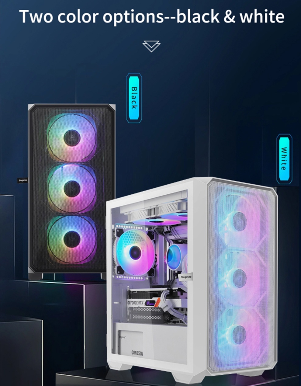 Segotep ALPHA Tempered Glass MATX Micro ATX Gaming Casing Case with 4 ...