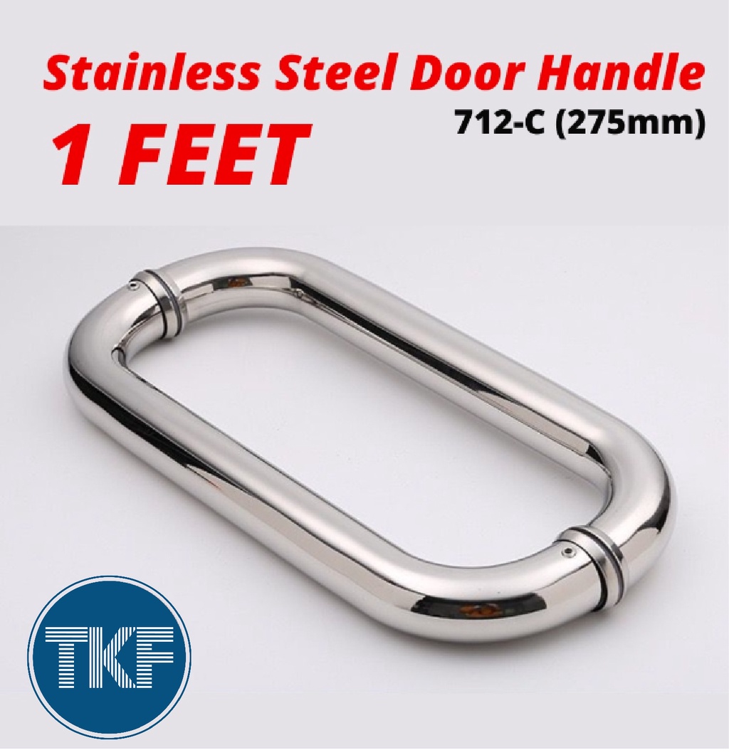 1 feet Stainless steel pull push handle tempered Glass c handle door ...