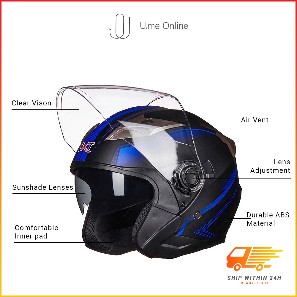 GXT Helmet Motor Motorcycle Helmet Double Lens Motosikal Bike helmet ...