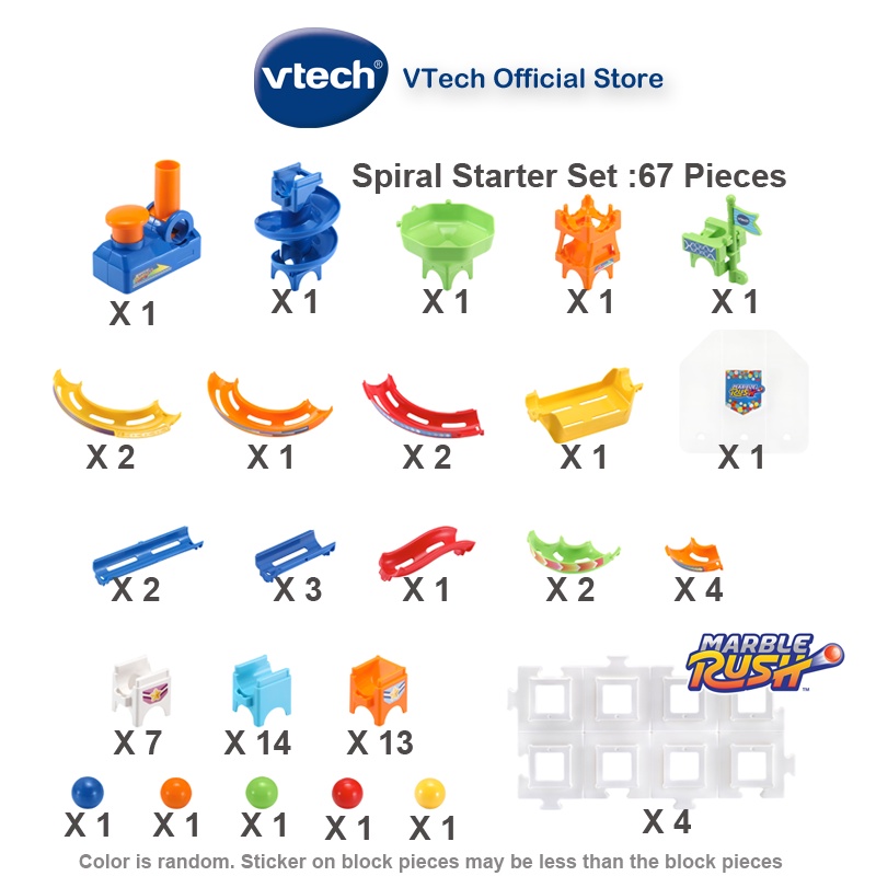 VTech 67 pcs Marble Rush Spiral Starter Set Block Toys Marble Run Toys ...