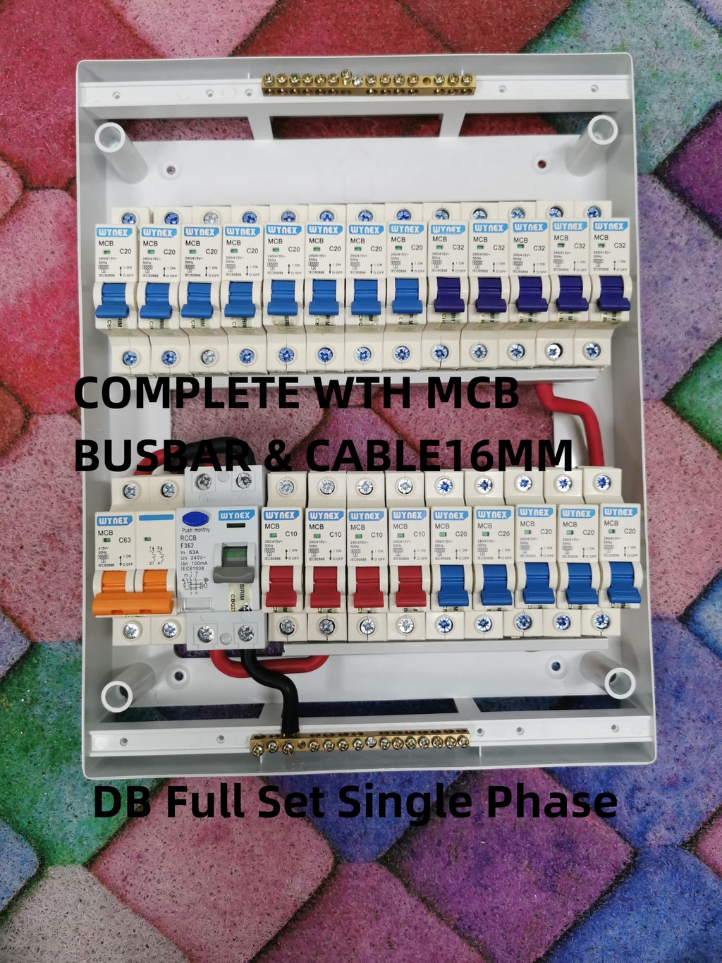 DB BOX 28way (Full set) WYNEX MCB 10A-32A + ELCB 63A +Main switch 63A ...