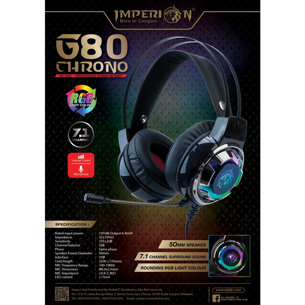 Imperion Chrono Professional Gaming Headset HS-G80 | Shopee Malaysia