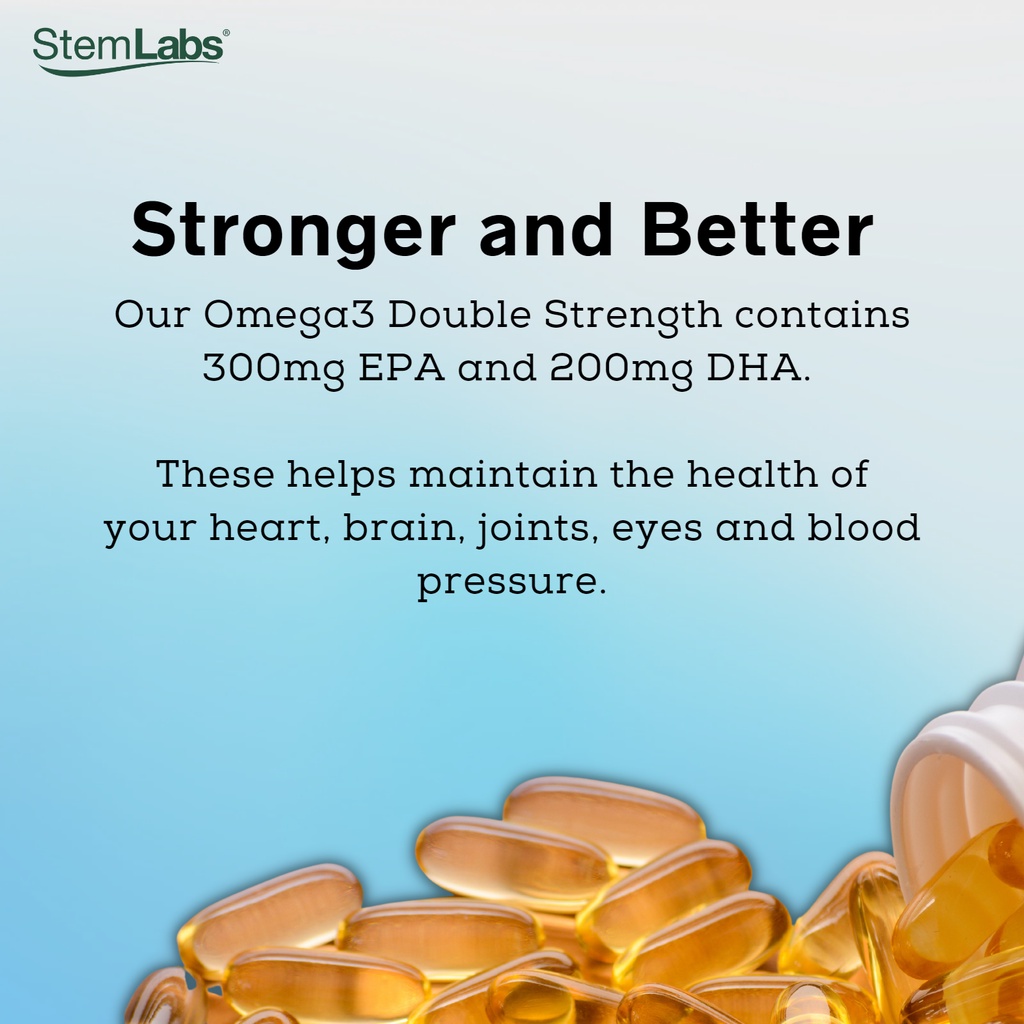 [JAKIM HALAL] StemLabs Double Strength Omega 3 Fish Oil EPA/DHA 300/200 ...