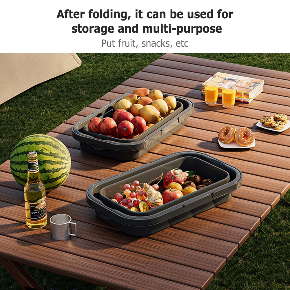 Camping Folding storage basket covered portable picnic basket outdoor ...