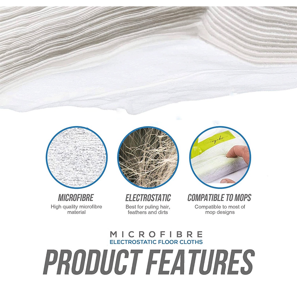 Electrostatic Flat Mop Tisu Pengelap Lantai Mop Tisu Pakai Buang Dust ...