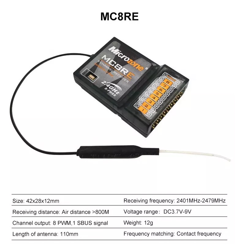 Microzone MC8B 2.4G 8CH Remote Control Transmitter & MC8RE/ MC9002 ...
