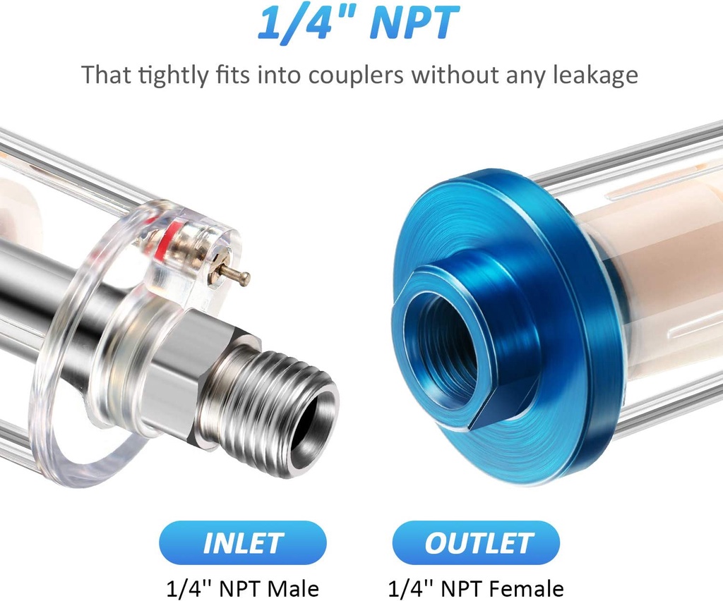 Spray Gun Air Line Filter + Adapter 1/4 Oil Water Trap Moisture ...