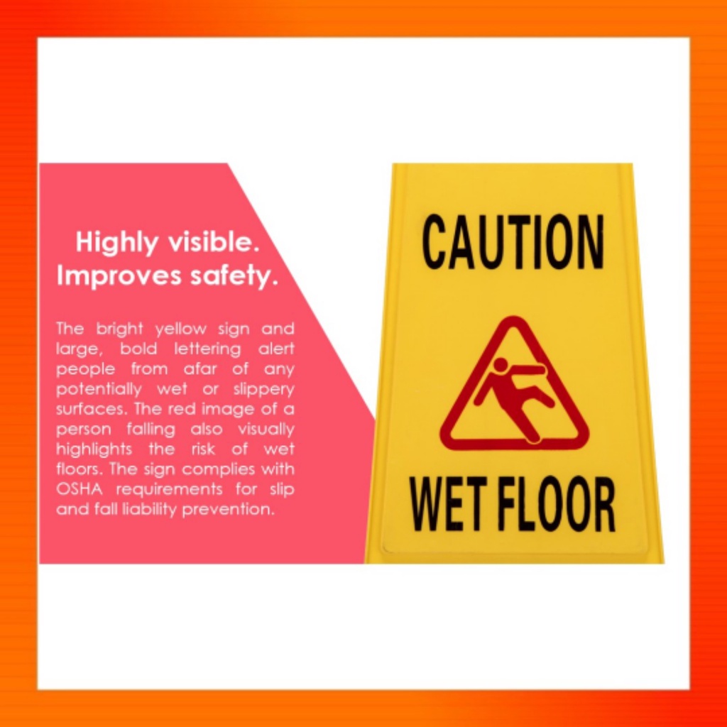 YELLOW FOLDABLE CAUTION FLOOR SIGNBOARD - CAUTION WET FLOOR NO PARKING ...