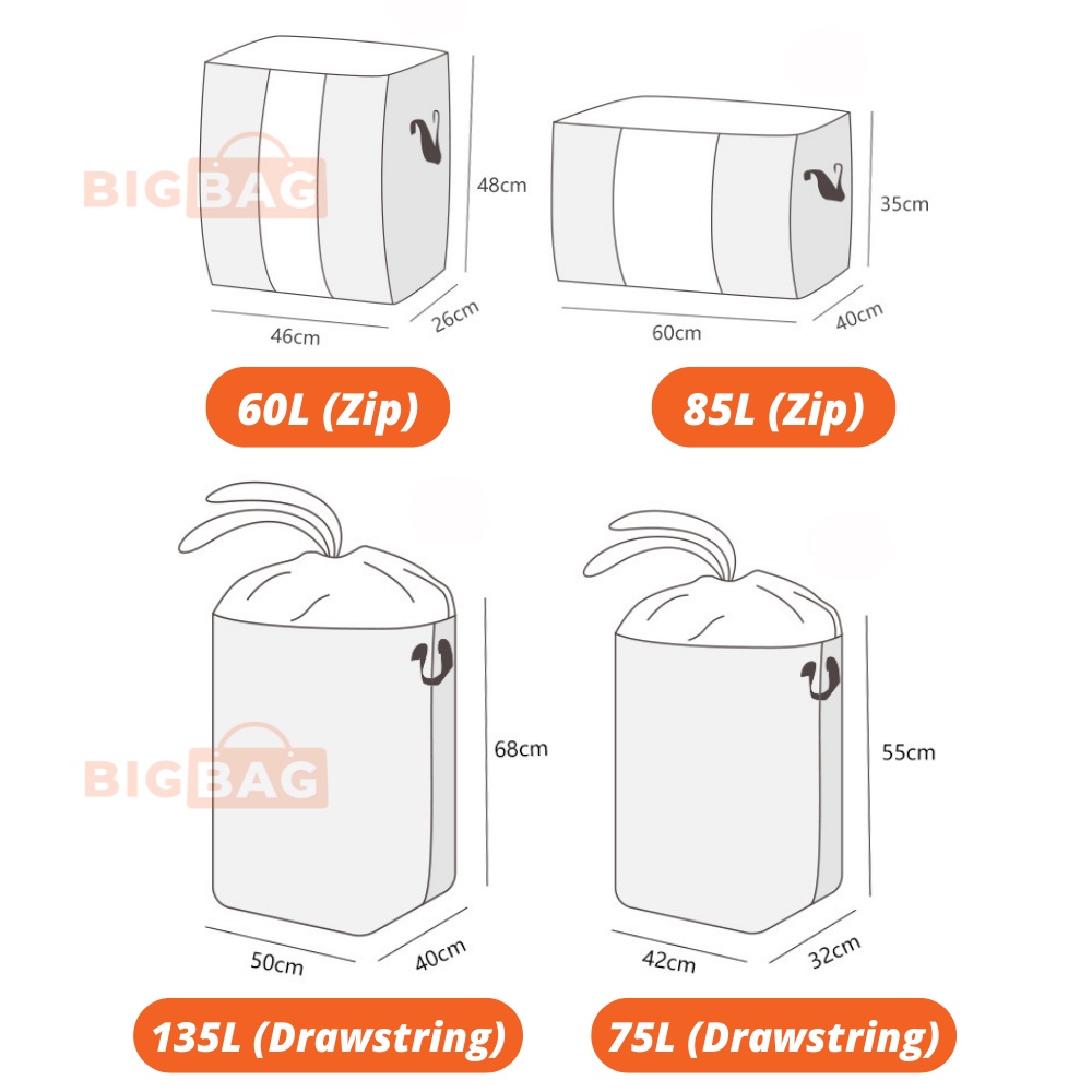 BIG BAG Clothes Storage Bag With Zipper Beg Toto Comforter Bag Blanket ...