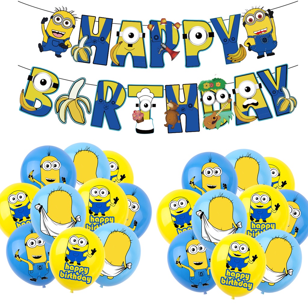 Anime Cartoon Despicable Me Minions Gru Theme Kids Happy Birthday Party ...