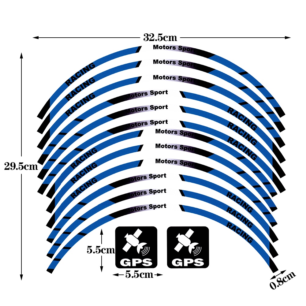 13" 14 " Motors Sport Wheel Hub Reflective Sticker Yamaha Honda Suzuki ...
