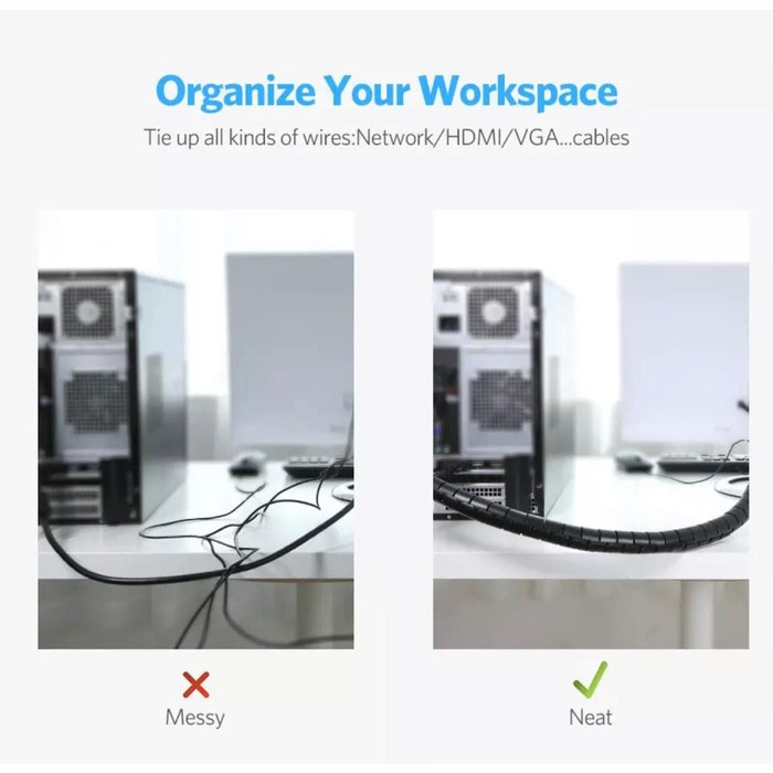 UGREEN Cable Management Organizer Zipper Full Protection Protector ...