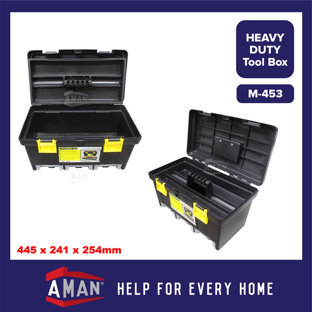 AMAN Heavy Duty Hard Plastic Multi Purpose Tool Box Toolbox Storage Box Hardware Kotak Alatan ...