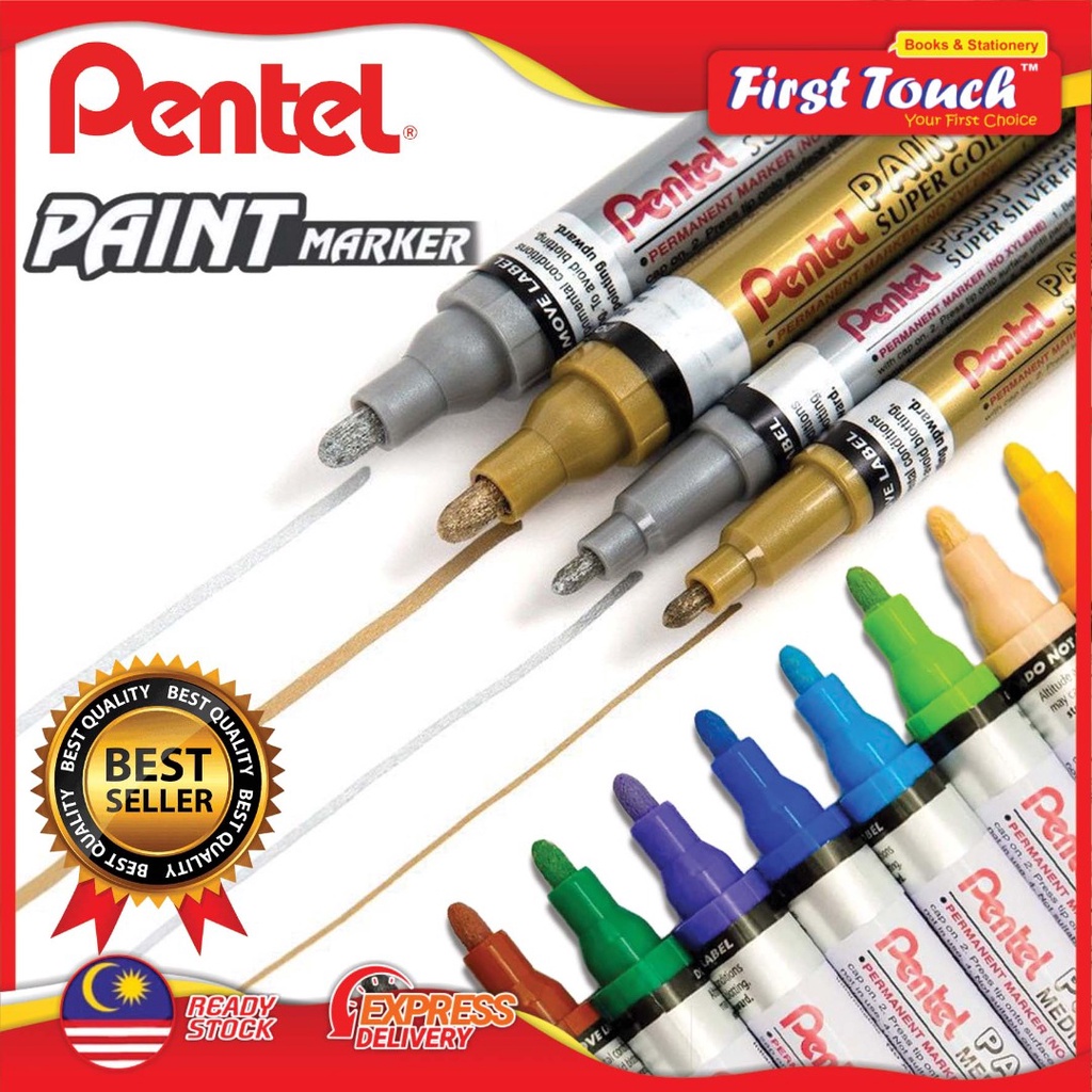 PENTEL Paint Marker Gold / White / Silver Colour Extra Fine Point Fine ...