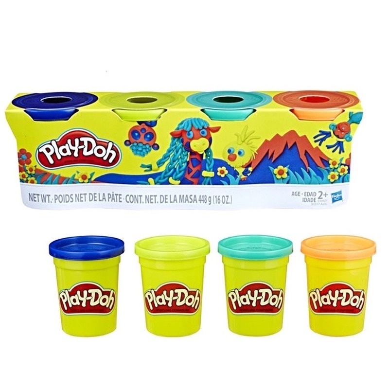 Play-Doh Multi-Colour Classic Dough Set Four 4oz Cans , Non-Toxic ...