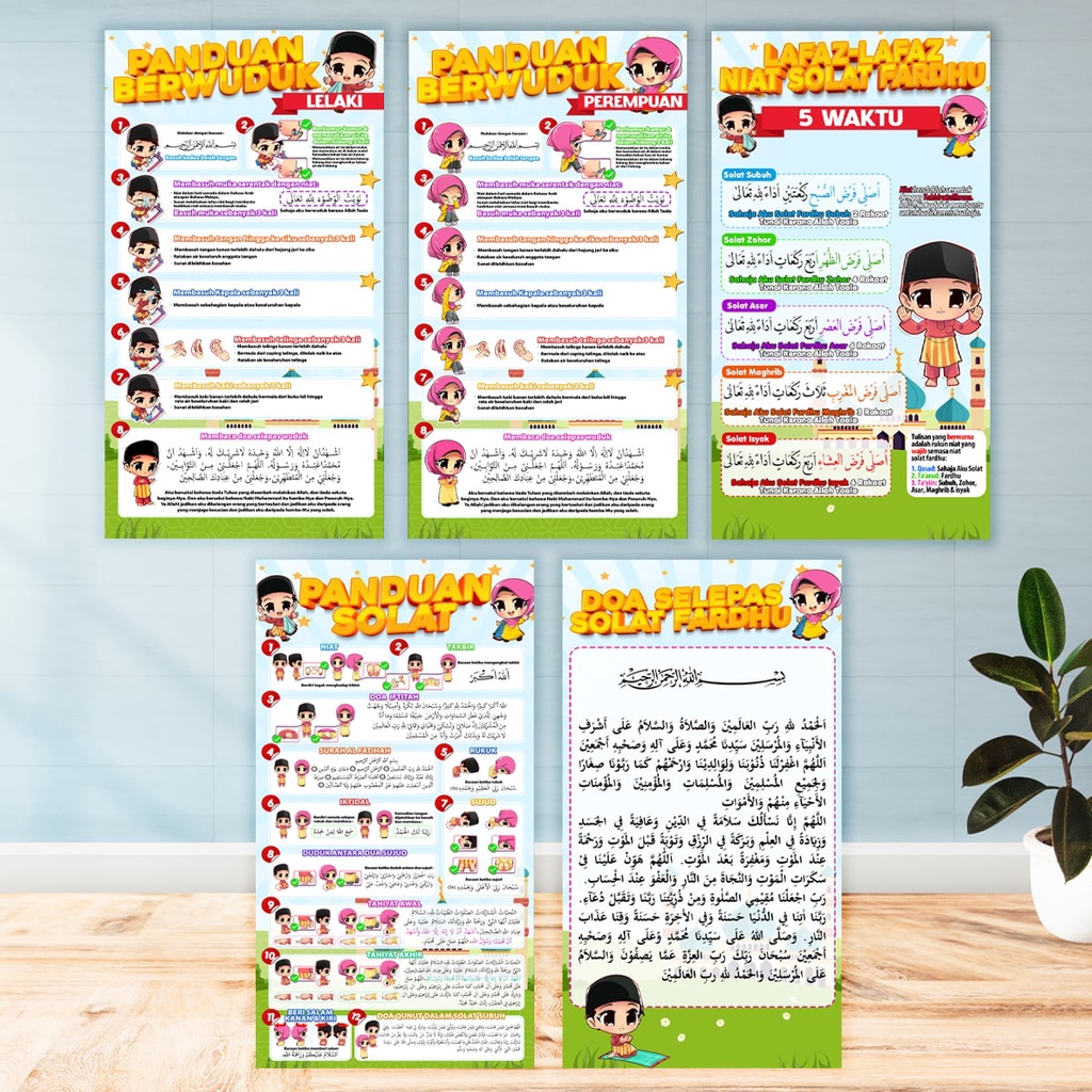 SET PANDUAN SOLAT SEMBAHYANG LENGKAP WUDUK, LAFAZ NIAT, CARA & BACAAN ...