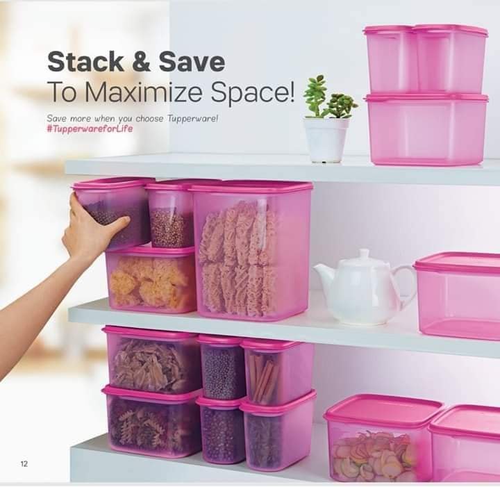 Tupperware Smart Saver Square 2.5L/ 5.4L Smart Saver Oval 1.1L Pink ...