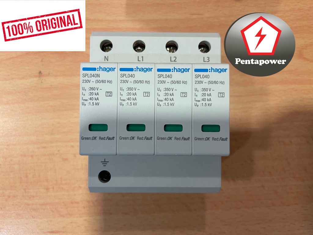 Hager SPD SPL440 40KA 4P Surge Protective Device T2 TNS/TT | Shopee ...