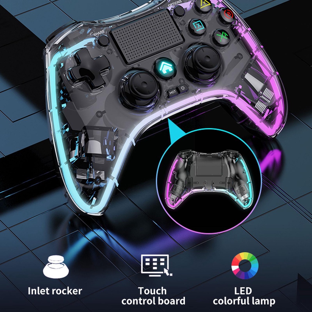 NEW Wireless RGB Controller Gamepad Bluetooth Joystick Support PS4/PS4 ...