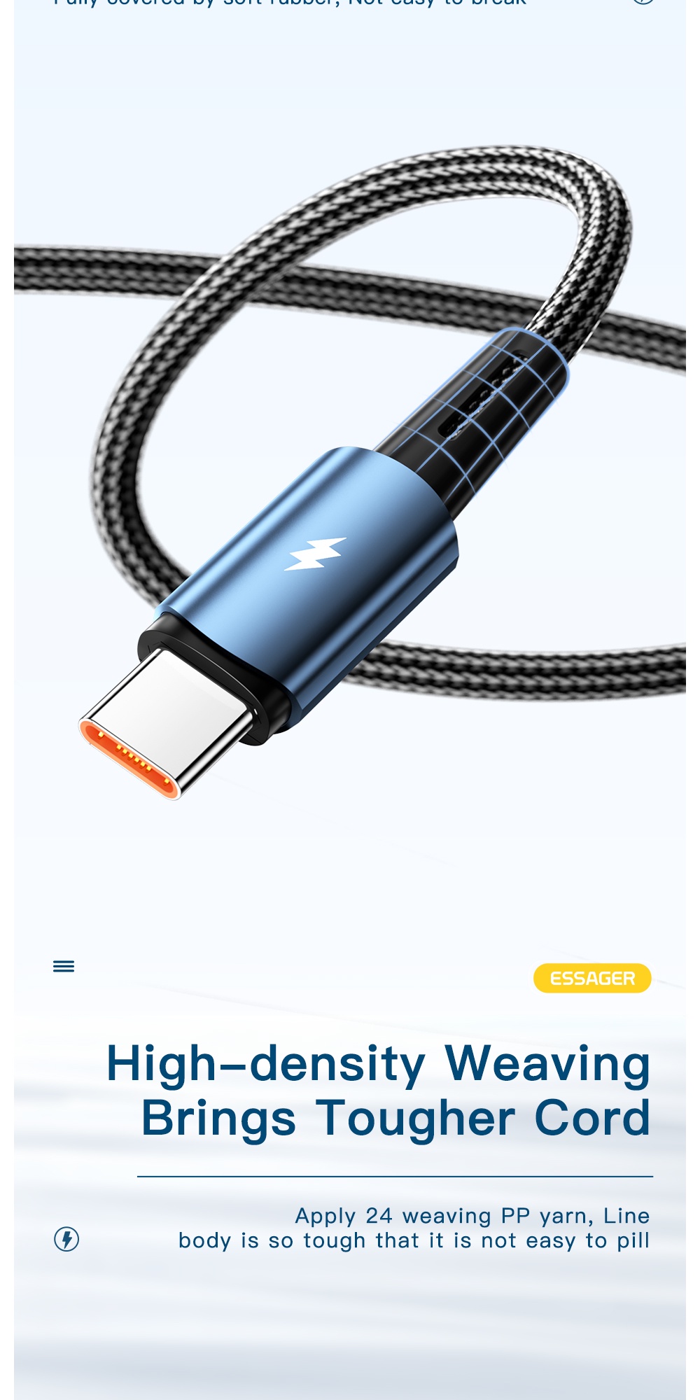 Essager 120W Super Fast Charge Type-C Cable 6A Quick Charge USB Cable ...