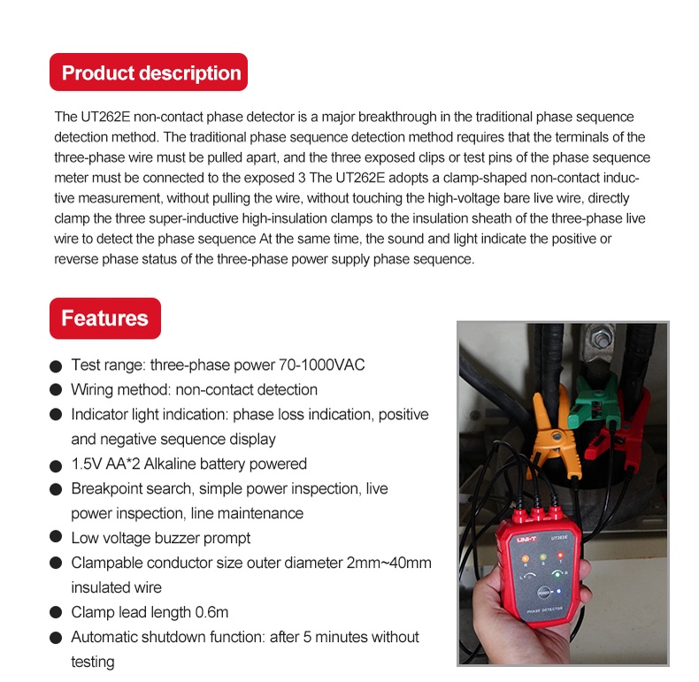 UNI-T UT262E Non-Contact Phase Detector LED Buzzer Indication | Shopee Malaysia