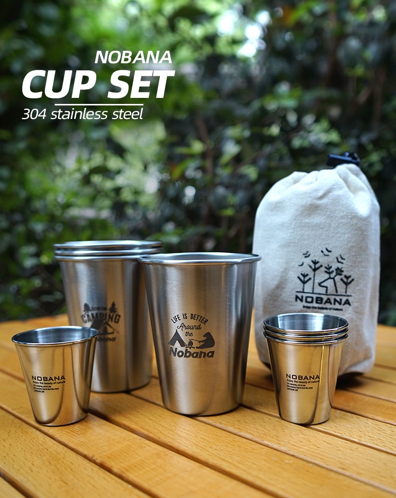 [M'sia] Nobana 8 in 1 Outdoor 304 Stainless Steel Camping Cup Camping Portable Water Cup Travel ...