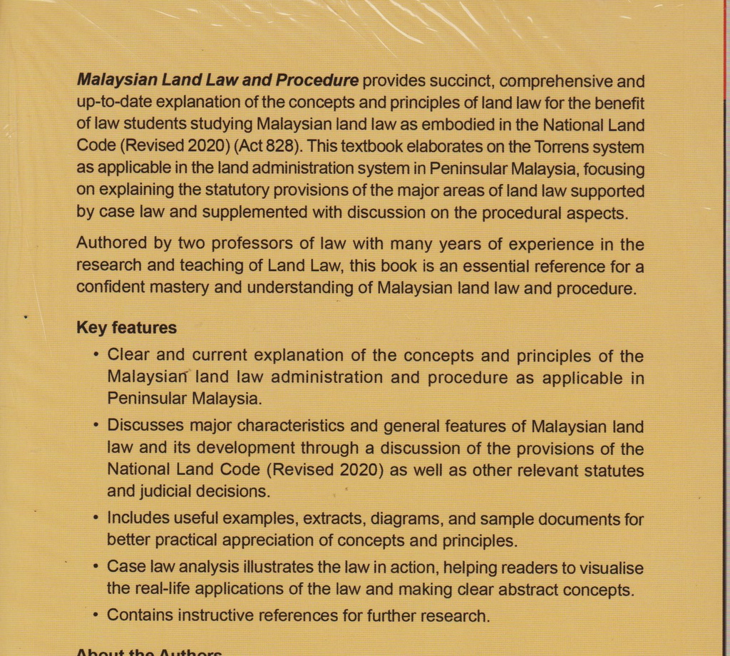 MALAYSIAN LAND LAW AND PROCEDURE- By AINUL JARIA MAIDIN- STUDENT ...