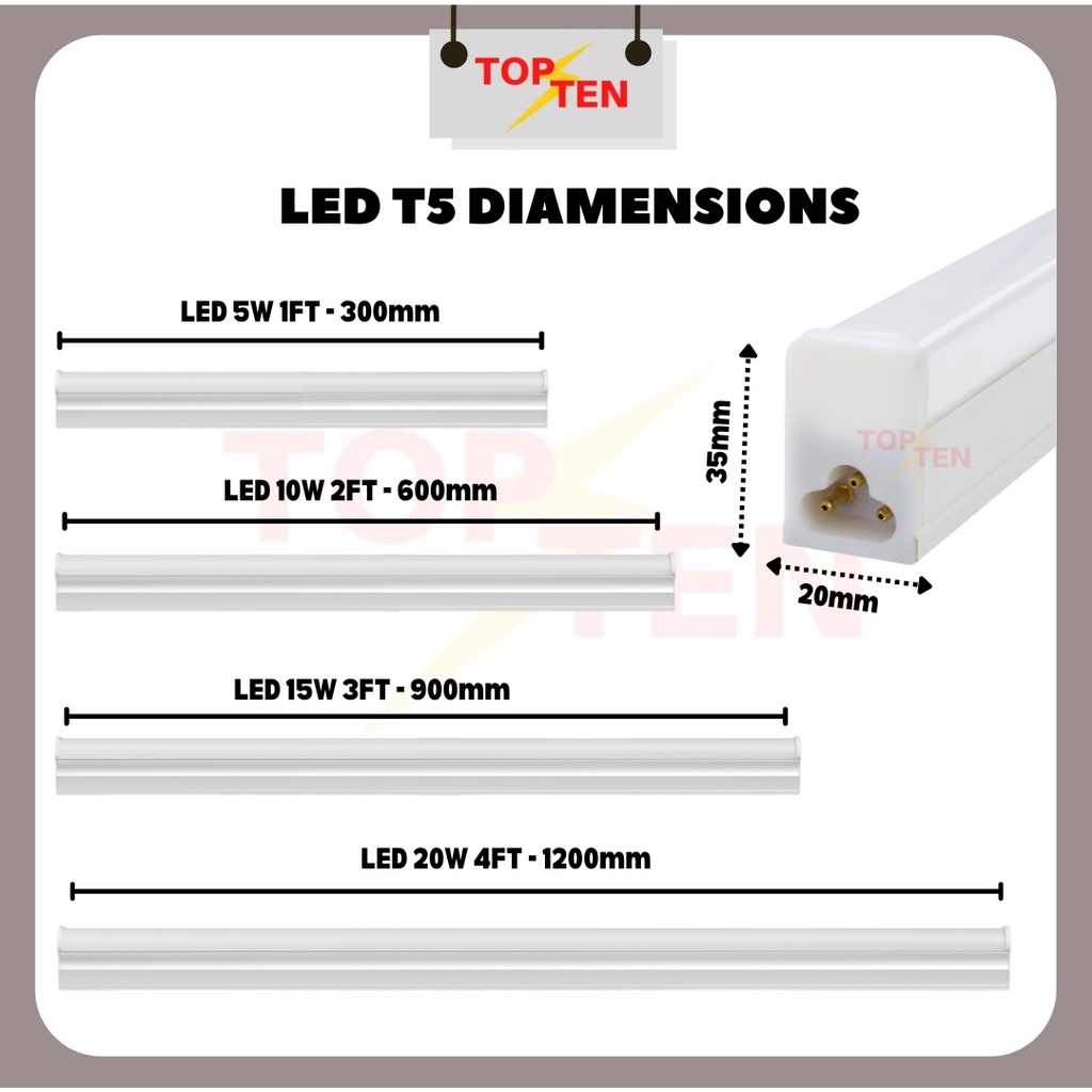 LED T5 Batten 1ft 2ft 3ft 4ft L Box Light Box Light Through 3 Pin ...
