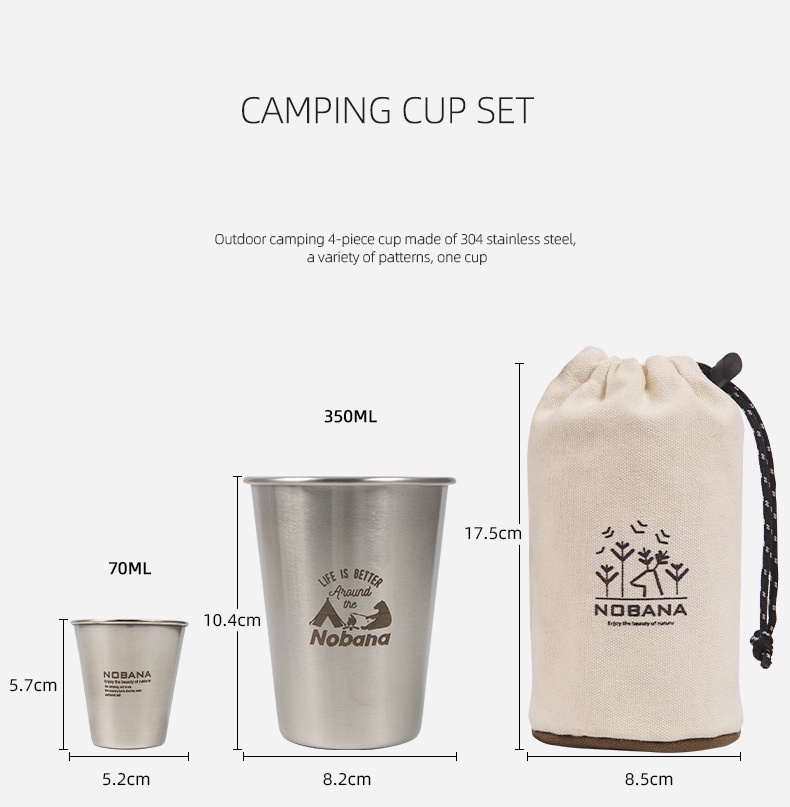 [M'sia] Nobana 8 in 1 Outdoor 304 Stainless Steel Camping Cup Camping Portable Water Cup Travel ...