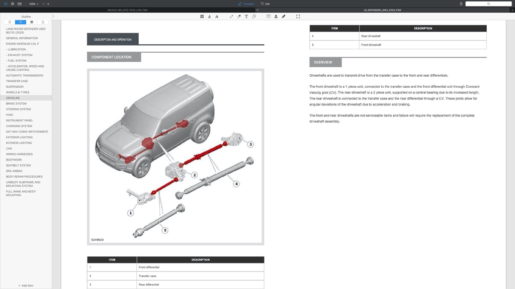 LAND ROVER DEFENDER L663 90/110 (2020+) SERVICE WORKSHOP MANUAL ...