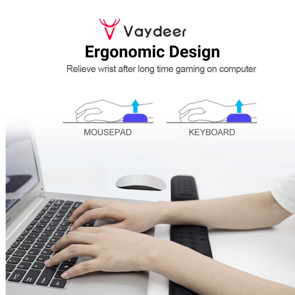 VAYDEER Keyboard Hand Rest Memory Foam 44cm, Mouse Hand Rest, Ergonomic ...