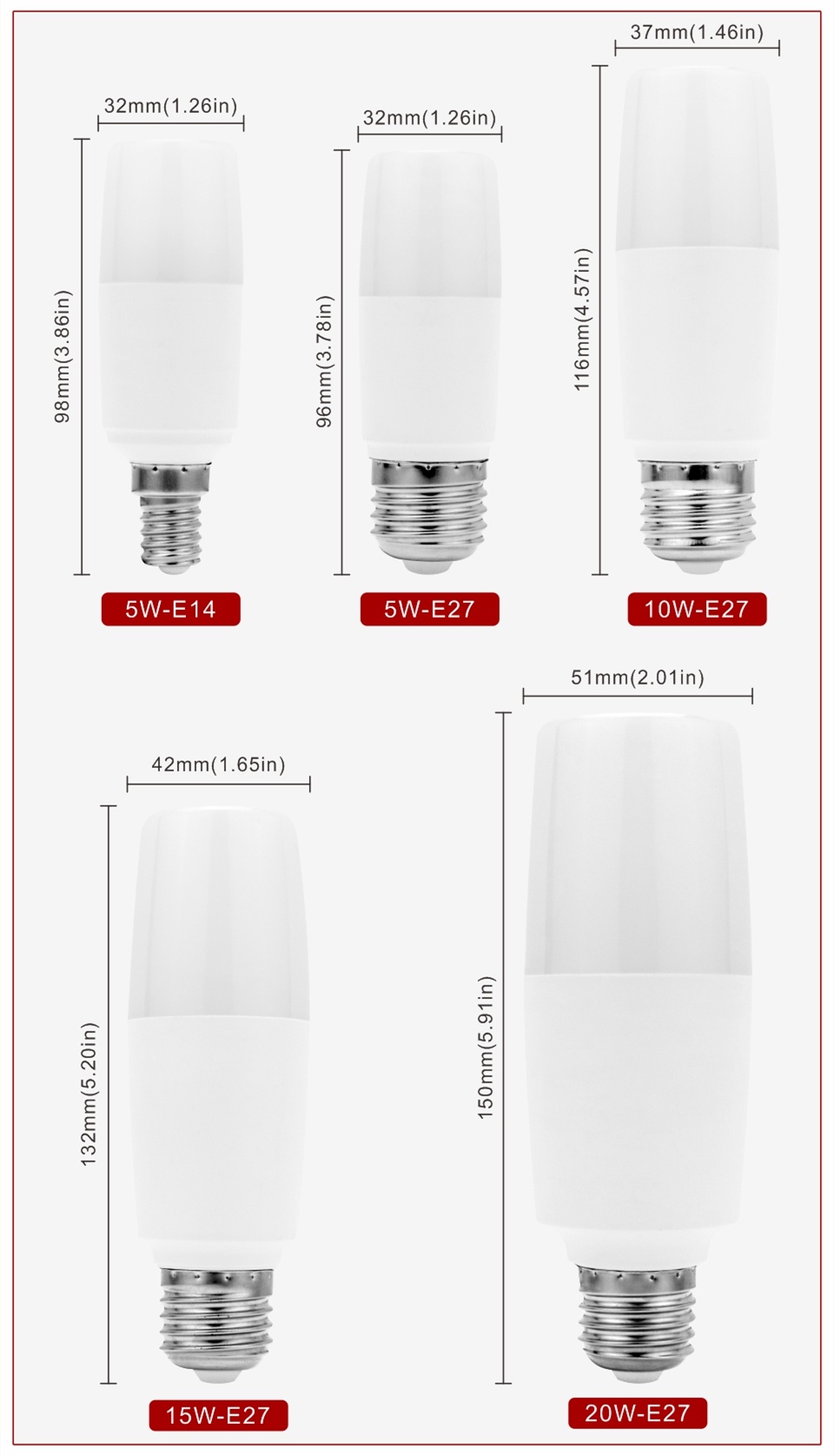 Got Liang 5W 10W 15W 20W LED Cylindrical Corn Bulb E27 E14 Light Bulb 220V-240V LED Lamp Home ...