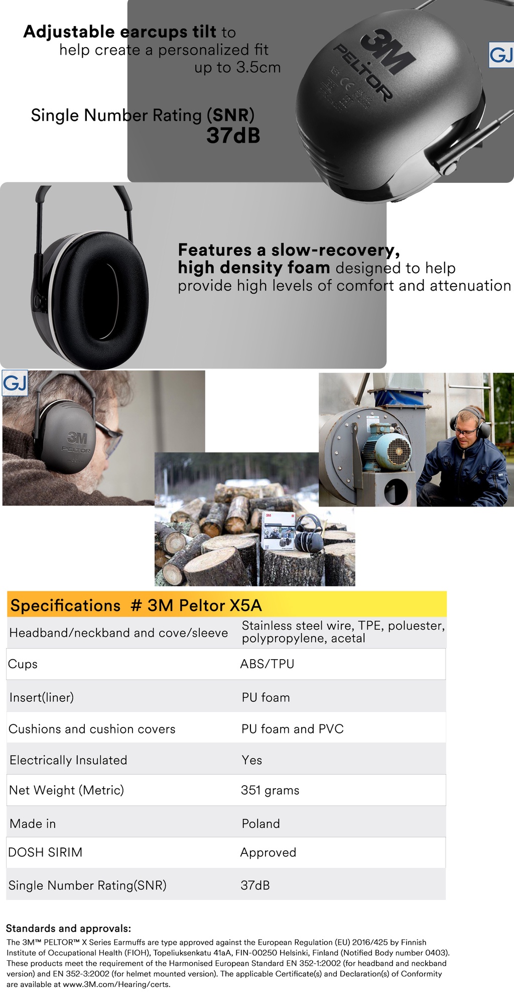 3M X5A Peltor X5 Series Over-The-Head Safety Ear Muff/ DOSH SIRIM Approved Earmuff/ Highest SNR ...