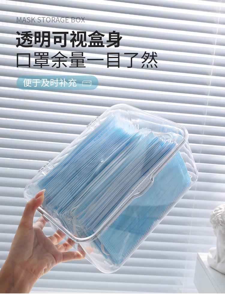 Mask Storage Box Transparent Organizer Stackable FaceMask Organize ...