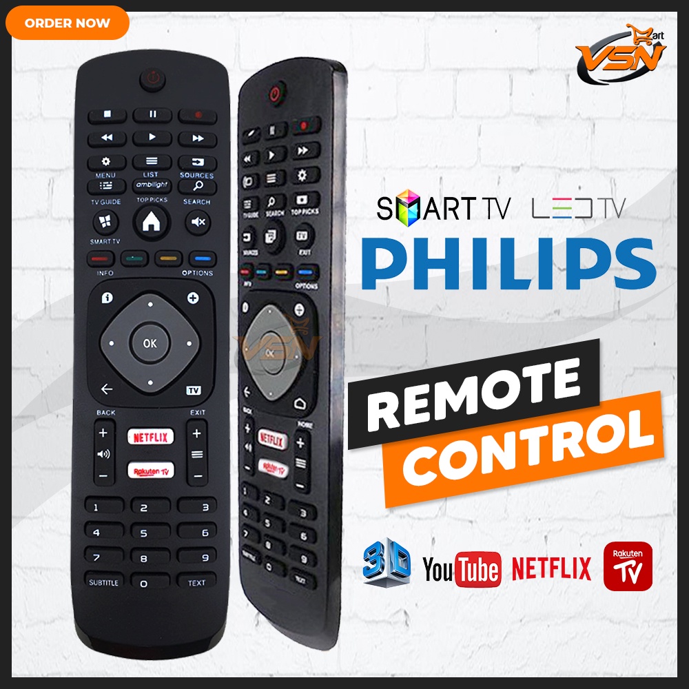 [VSNMART] PHILIPS LCD LED SMART 3D TV Remote Control Replacement Remot L1285V | Shopee Malaysia