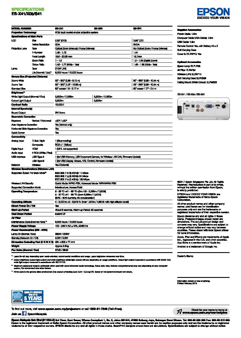 Epson EB-X41 3600 Lumens XGA 3LCD Projector | Shopee Malaysia