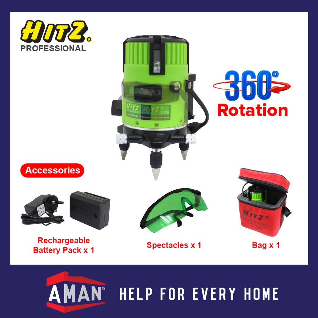 HITZ 5 Line 4V1H6D 5X Bright Professional Auto Measuring Green Line ...