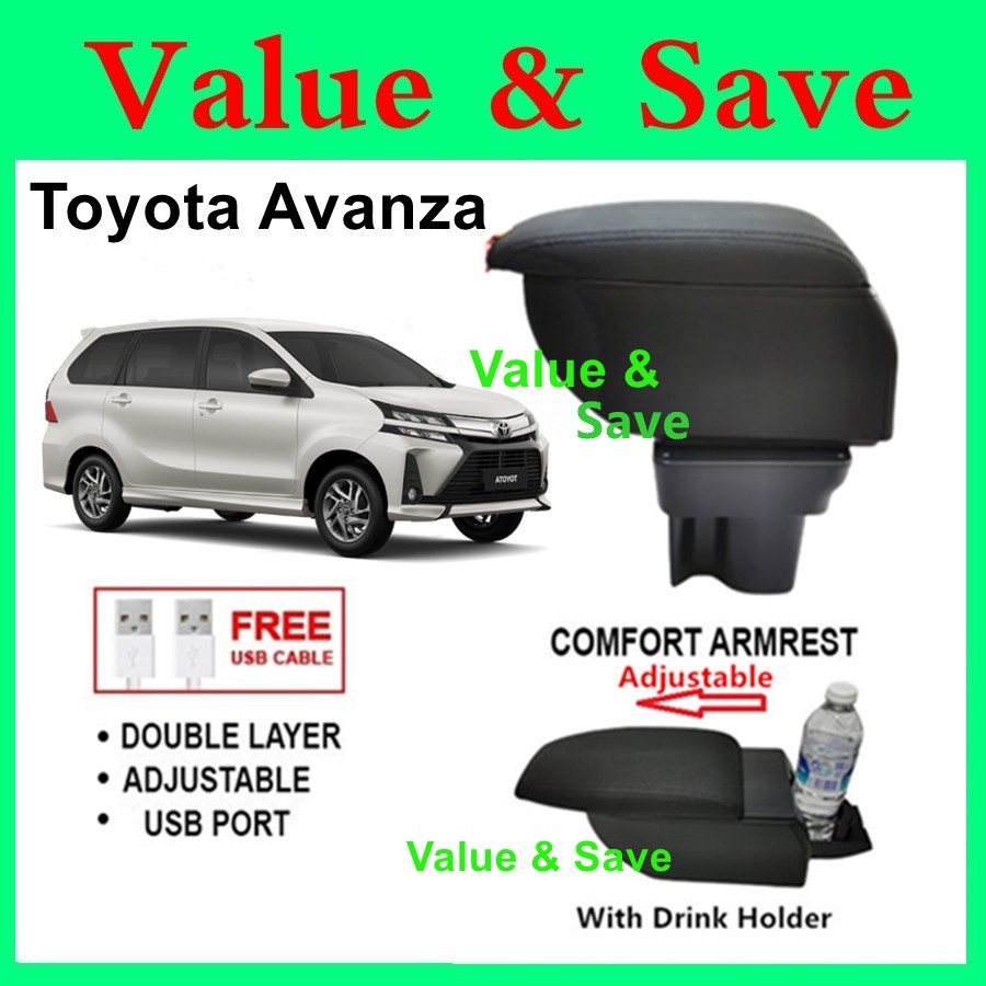 Toyota Avanza 2018 - 2022 Armrest PREMIUM Arm Rest 4 USB Black ...