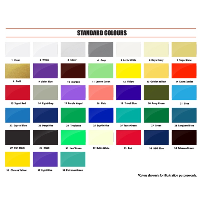Samurai STANDARD COLOURS Spray Paint 38 Colour 400mℓ Aerosol Cat Spray Tin Cat Motor Cat Kereta ...