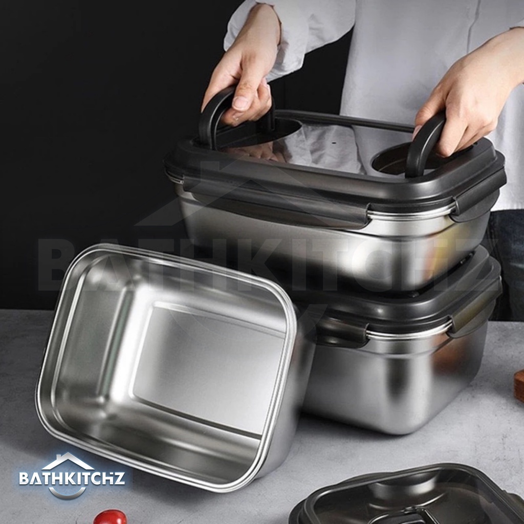 BATHKITCHZ 304 Stainless Steel Food Storage Box Large Food Container ...