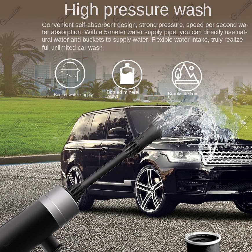HPC38 Cordless Water Jet Washer High Pressure Water Gun Car Household ...