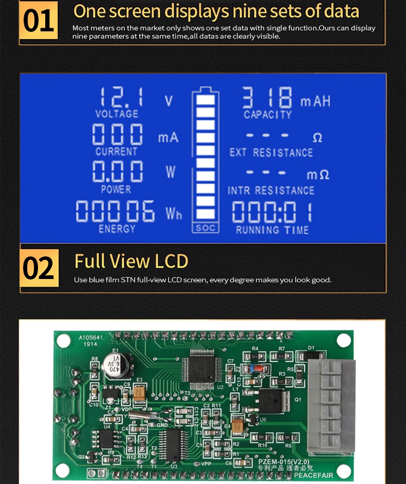 PZEM-015 PZEM-013 DC 0-200V 10A 100A 200A 300A Voltmeter Ammeter Car ...