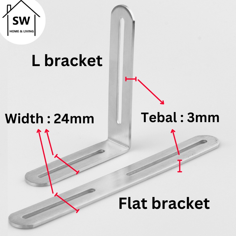 SW DIY Stainless Steel Flat bracket L Bracket 90 Degree thicker Bracket ...