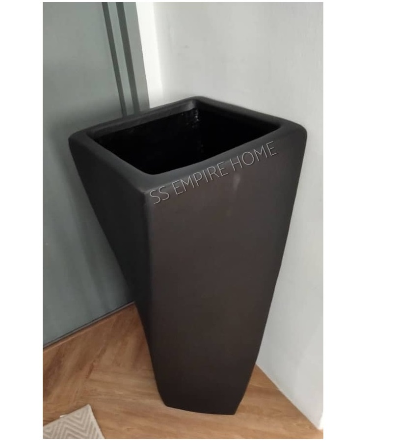 REX FP17 White Fibreglass Round Flat Conical Flower Pot Pasu Bunga ...