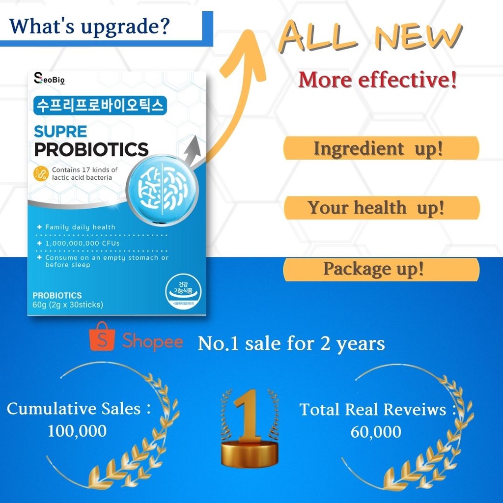 SUPRE Probiotics (益生菌）2gx30sticks for 1month (KKM Approved!) | Shopee ...