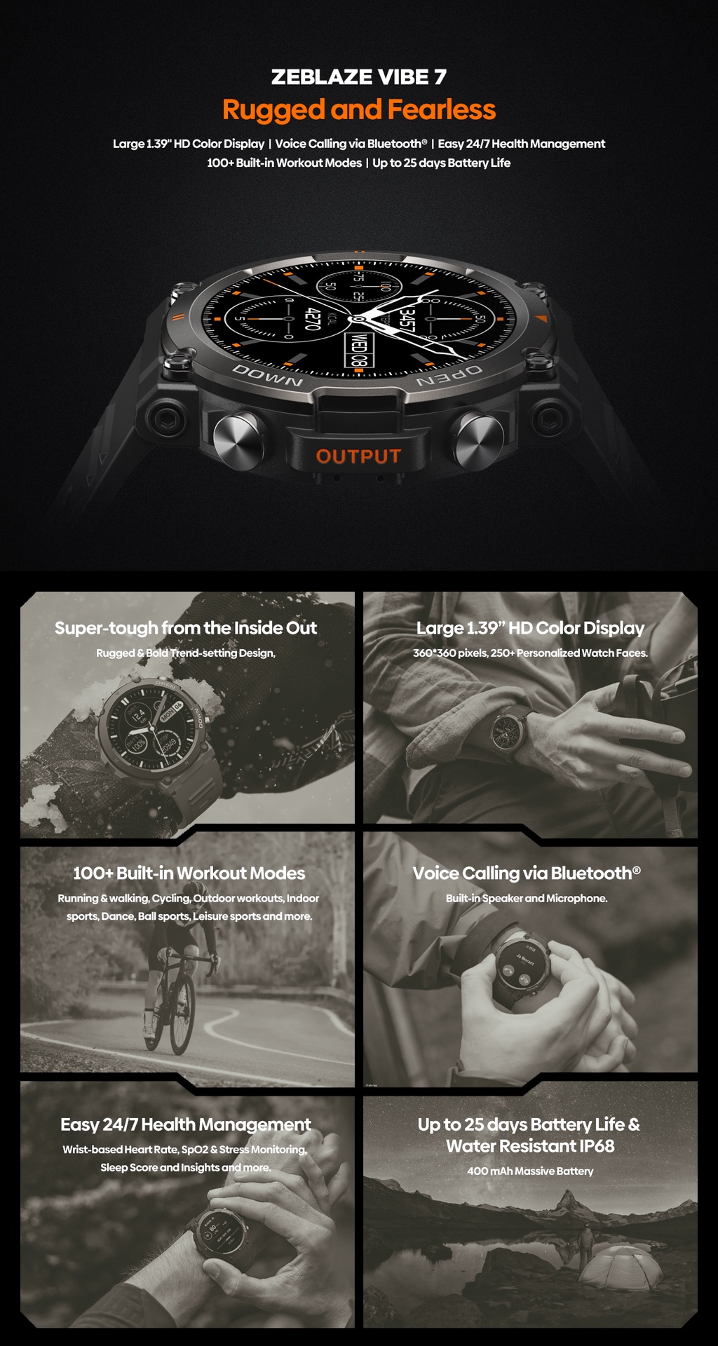 Zeblaze Vibe 7 Pro Smart Watch Men 1.43in AMOLED Touch Screen Bluetooth ...