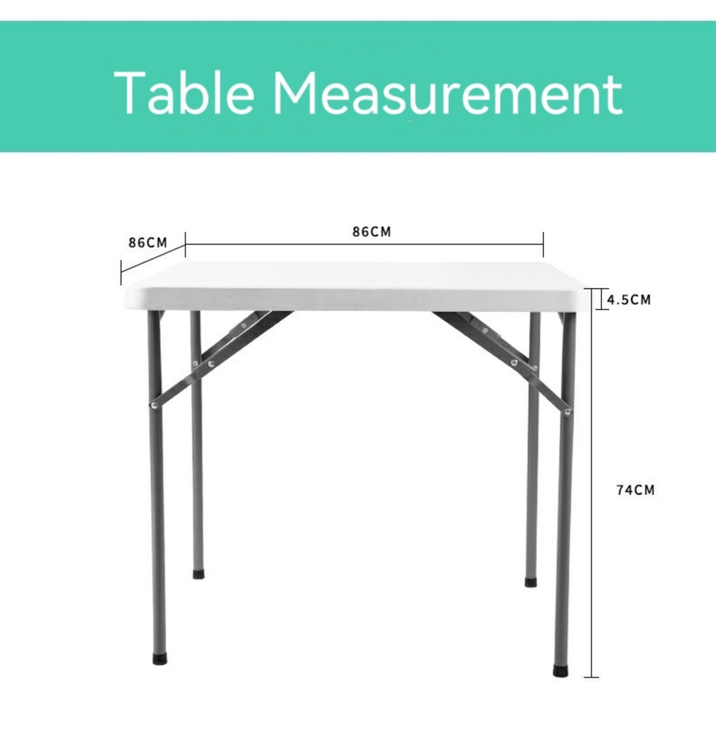 KT WARE 3x3ft Square Table Foldable Banquet Table Portable Study Dining ...