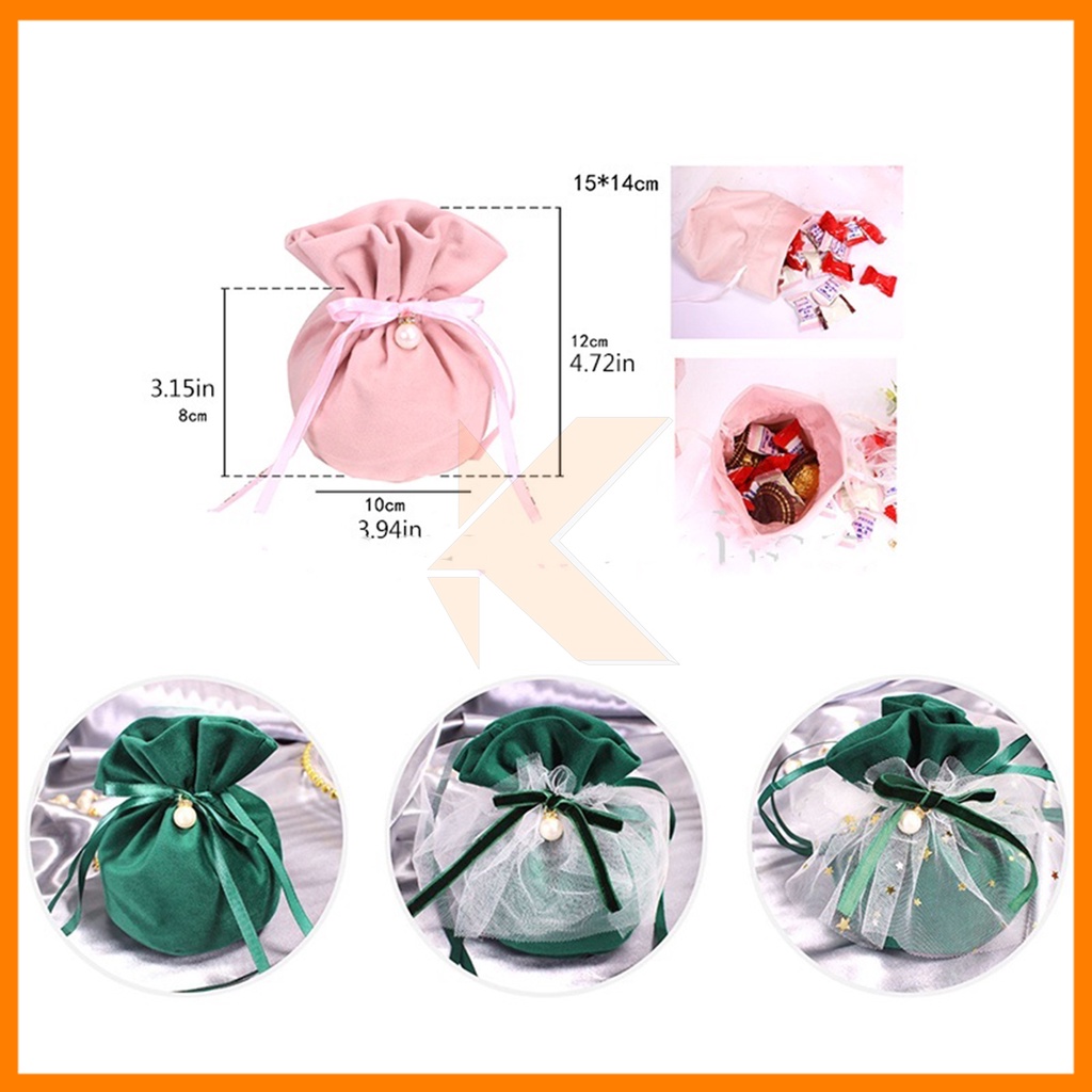 【K-Home】Gift Bag Sweet Candy Packing Velvet Pouch Baby Shower Gift ...