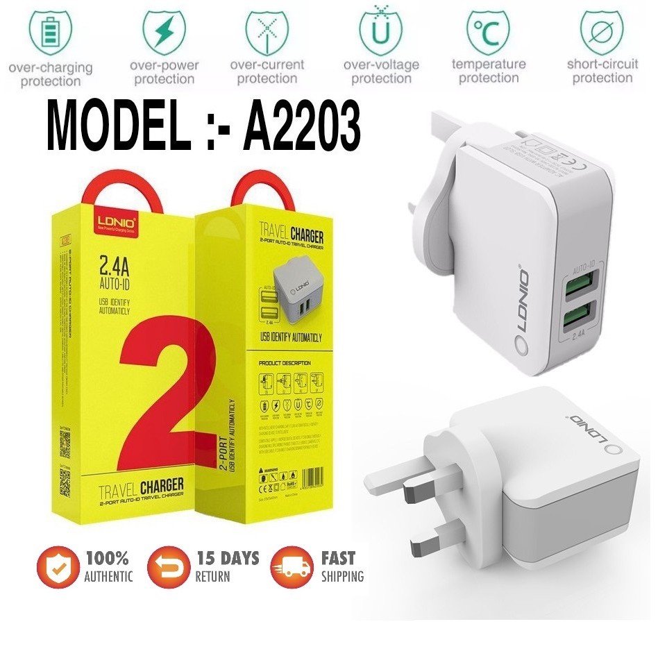 LDNIO A4403 4-Port USB Charger 4.4A Fast Charging I Intelligent ...